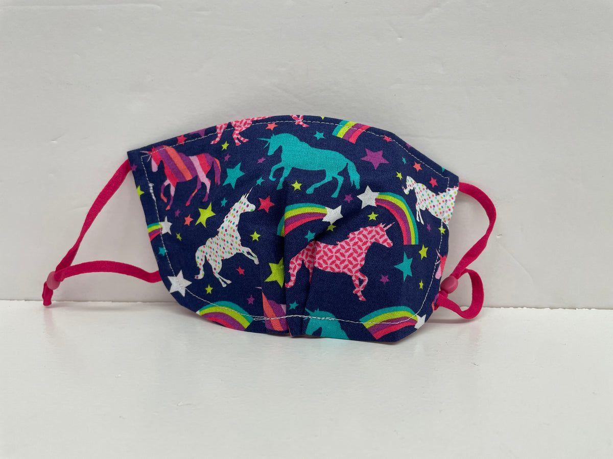 Two Whittle Birds - Navy Unicorn Face Mask – RG Natural Babies and Toys